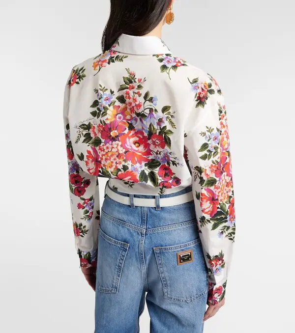 Dolce & Gabbana Floral Cropped Cotton Shirt - Multicoloured