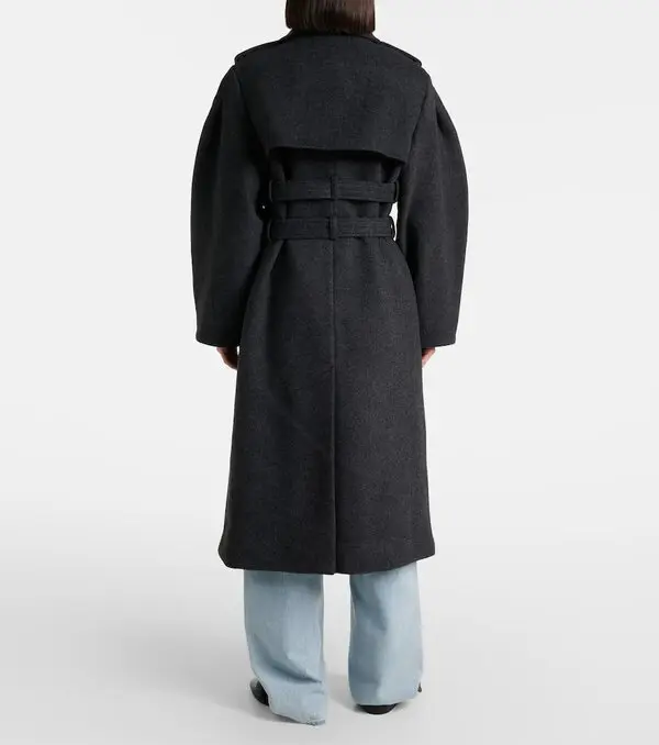 GANNI Belted Wool-cashmere Blend Coat