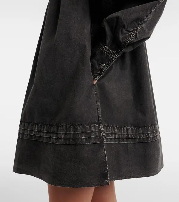 GANNI Ruffled Cotton Minidress - Black