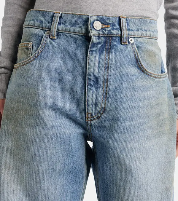 AREA Distressed Embellished Denim Shorts