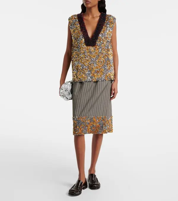 Dries Van Noten Ruffled Metallic Leather Clutch - Silver