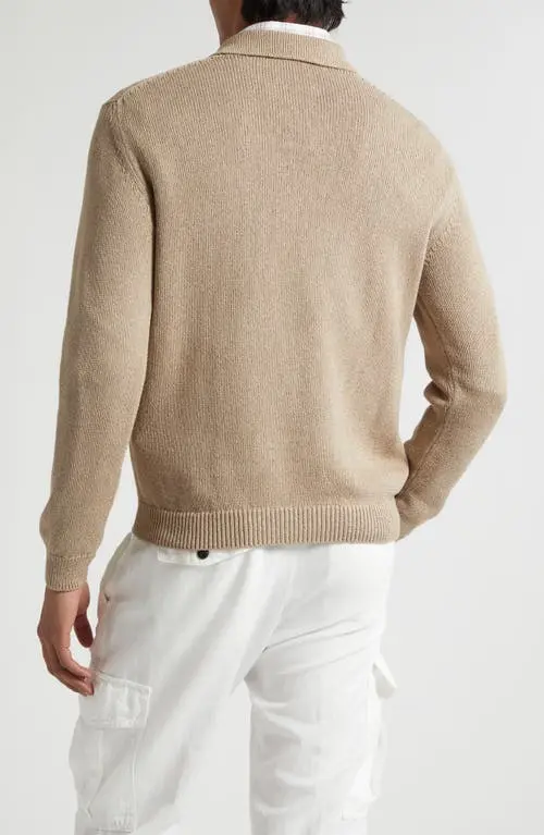 Eleventy Cotton And Silk Polo Sweater