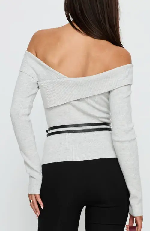 Princess Polly Off-the-shoulder Belted Sweater