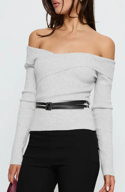 Princess Polly Off-the-shoulder Belted Sweater