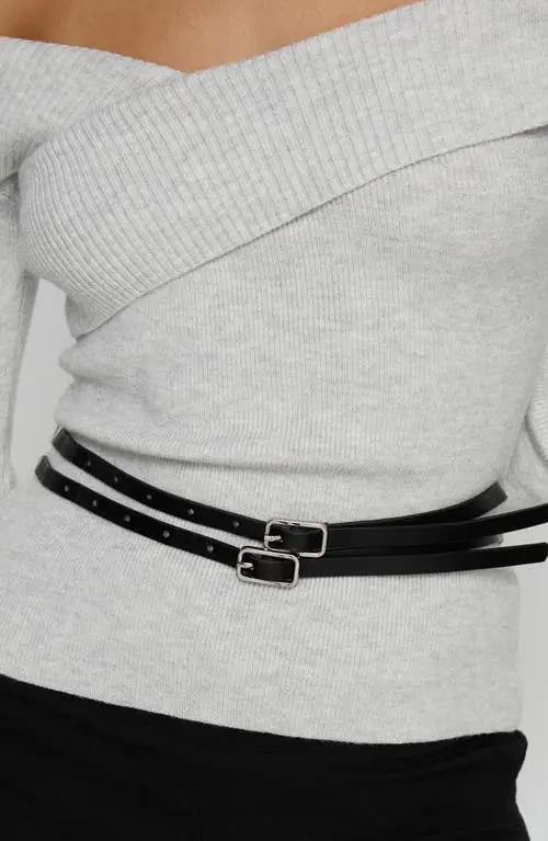 Princess Polly Off-the-shoulder Belted Sweater
