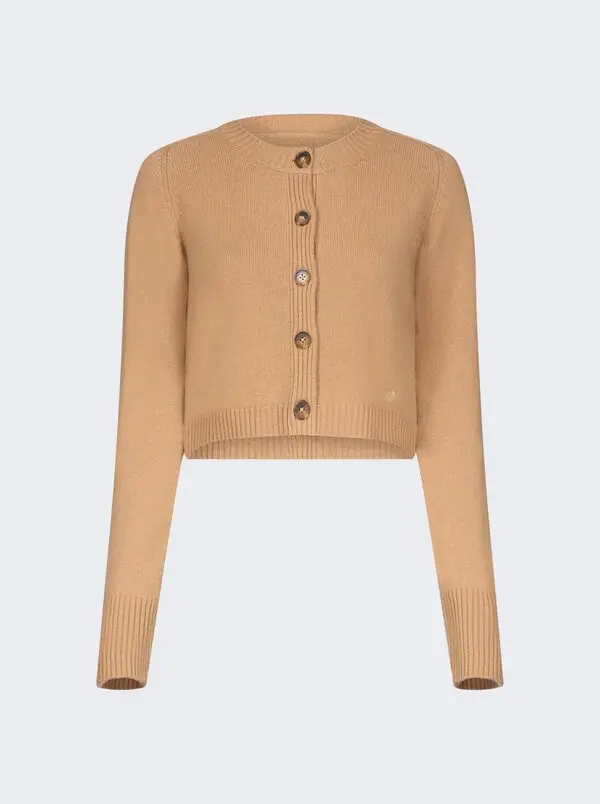 Loulou De Saison Zephir Cropped Cashmere Cardigan - Camel
