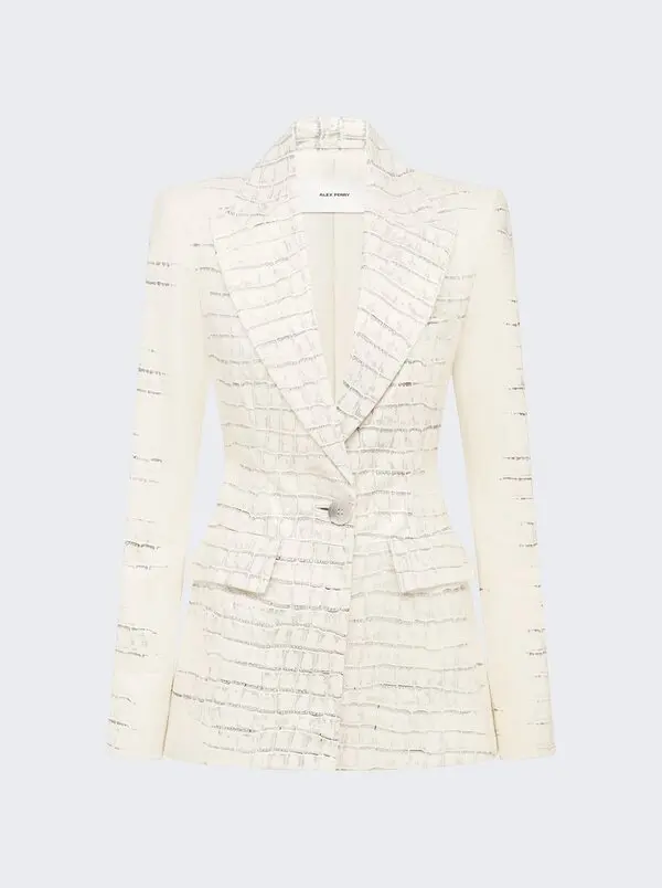 Alex Perry Printed Croc Embossed Leather Blazer