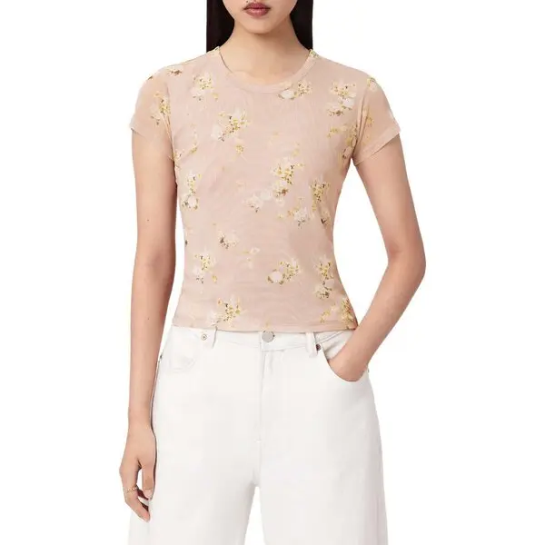 ALLSAINTS Ellie Floral Mesh T-shirt - Empoli Pop Pink