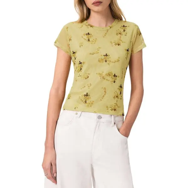 ALLSAINTS Ellie Floral Mesh T-shirt - Empoli Yellow