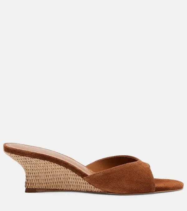 Staud Brigitte 60 Suede Wedges - Brown
