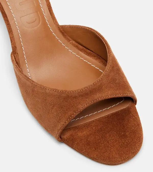 Staud Brigitte 60 Suede Wedges - Brown
