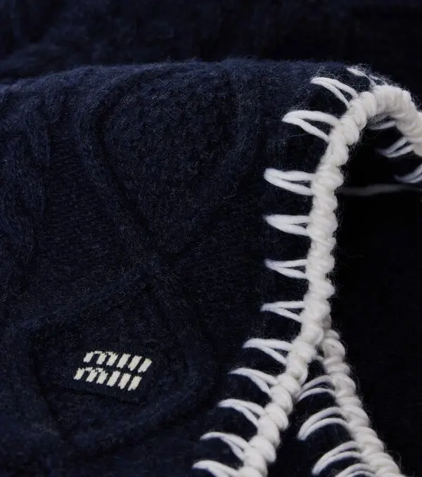 Miu Miu Cable-knit Wool And Cashmere Scarf