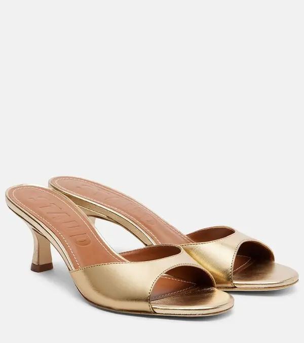 Staud Brigitte 100 Metallic Leather Mules