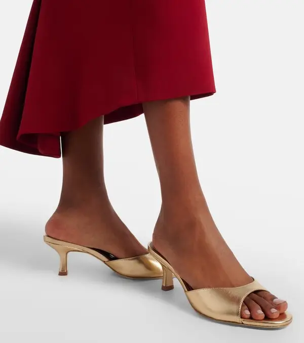 Staud Brigitte 100 Metallic Leather Mules
