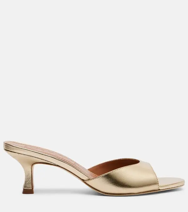 Staud Brigitte 100 Metallic Leather Mules