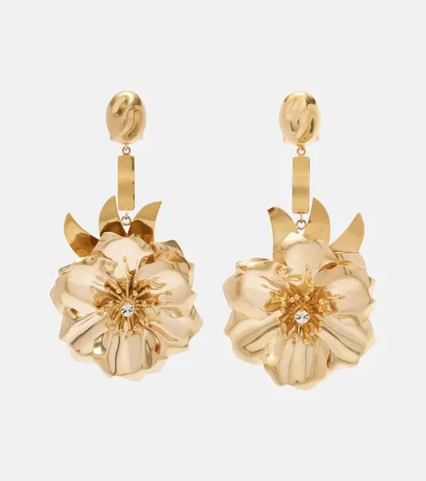 Miu Miu Floral Crystal-embellished Drop Earrings - Gold