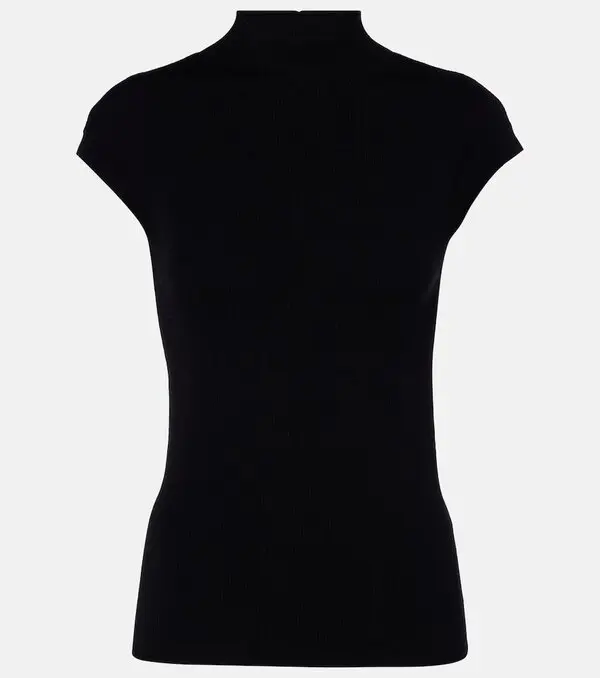 Jardin Des Orangers Ribbed Mockneck Top - Black