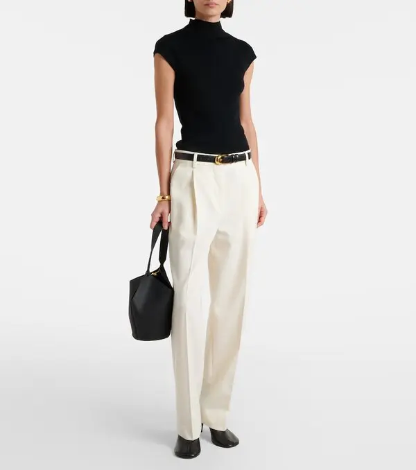 Jardin Des Orangers Ribbed Mockneck Top - Black