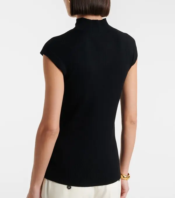 Jardin Des Orangers Ribbed Mockneck Top - Black