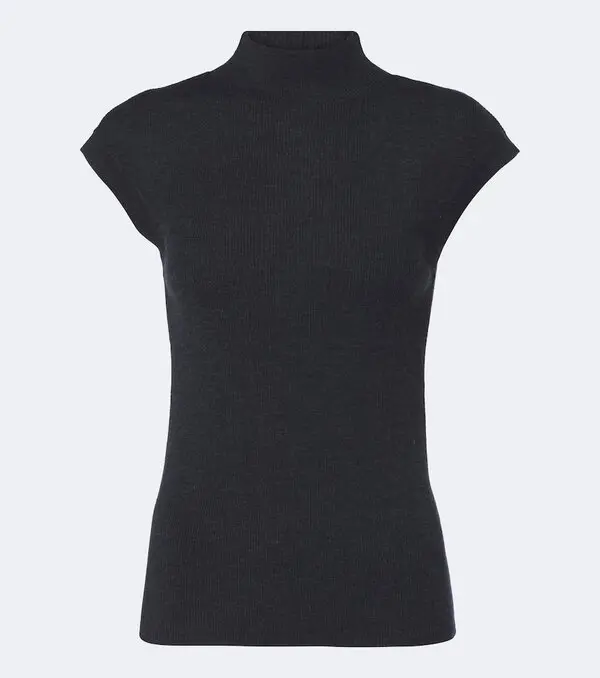 Jardin Des Orangers Ribbed Mockneck Top - Grey