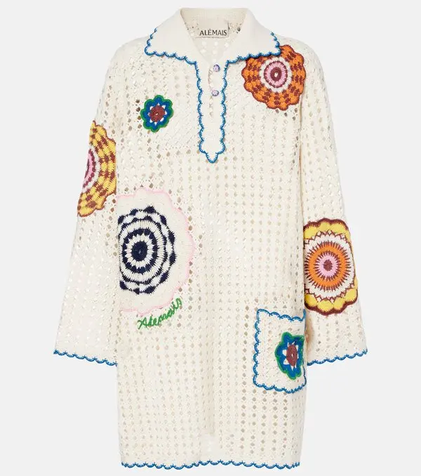 ALEMAIS Elma Crochet Embroidered Cotton Kaftan - White