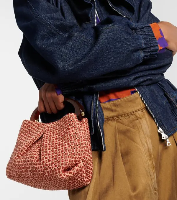Dries Van Noten Woven Raffia-effect Top-handle Bag