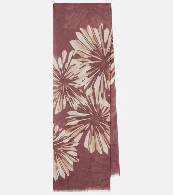 Brunello Cucinelli Floral Linen Scarf - Red