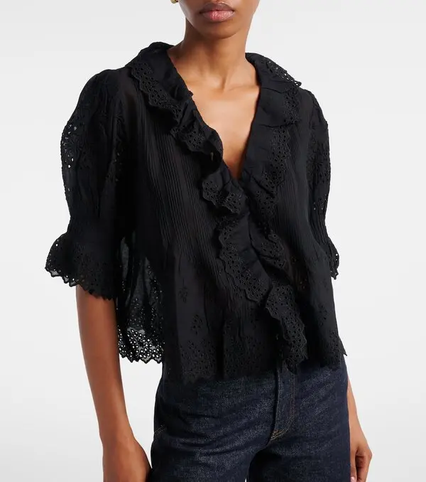 DÔEN Henri Pointelle Cotton Top - Black