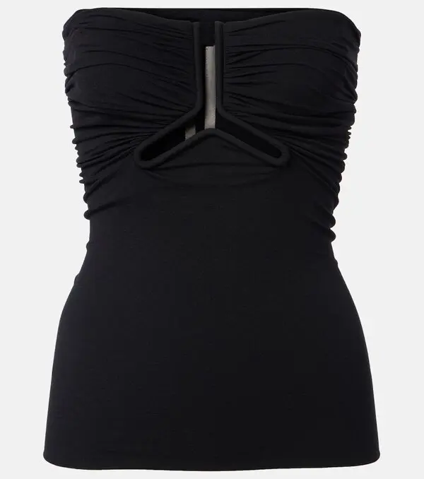 Rick Owens Cutout Ruched Strapless Top - Black