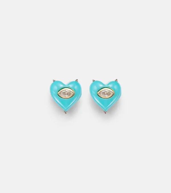 SYDNEY EVAN 14kt Gold Stud Earrings - Turquoise