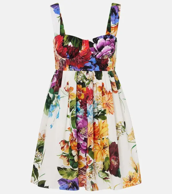 Dolce & Gabbana Floral Cotton Mini Dress - Multicoloured