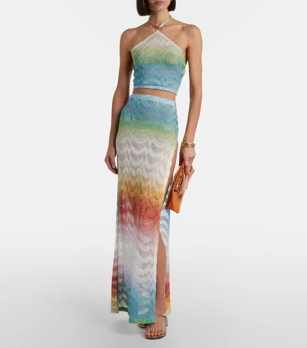 Missoni Knitted Tie-neck Top - Multicoloured