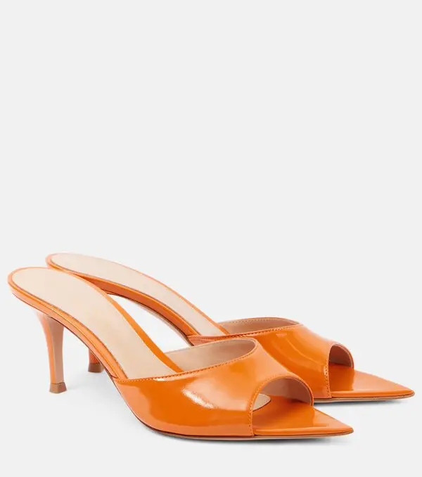 GIANVITO ROSSI Patent Leather Mules - Orange