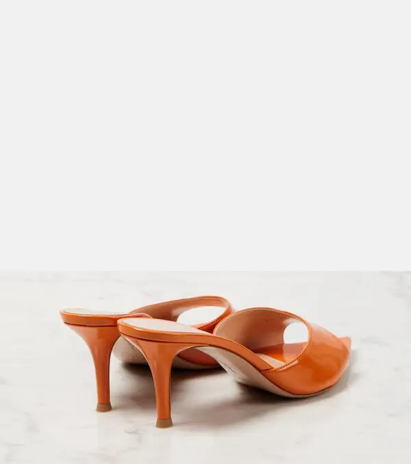 GIANVITO ROSSI Patent Leather Mules - Orange