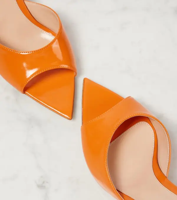 GIANVITO ROSSI Patent Leather Mules - Orange