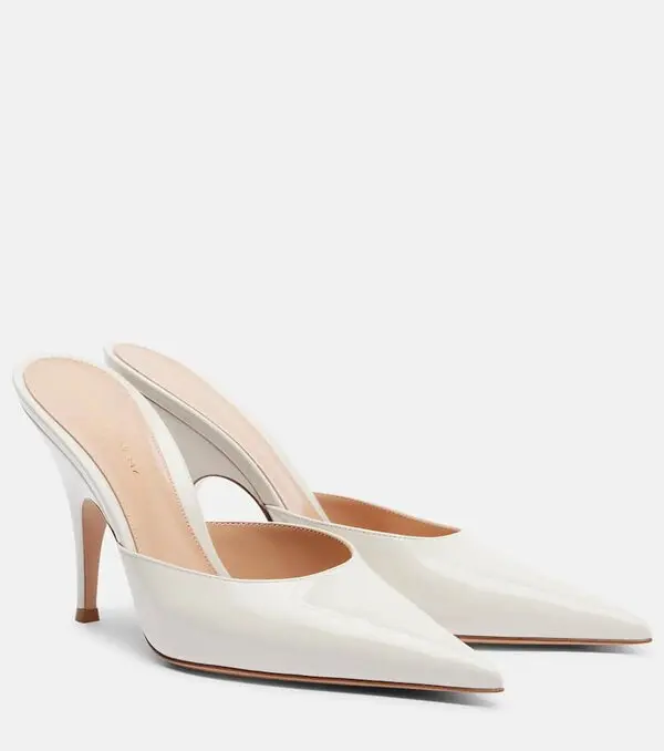 GIANVITO ROSSI Patent Leather Mules - White