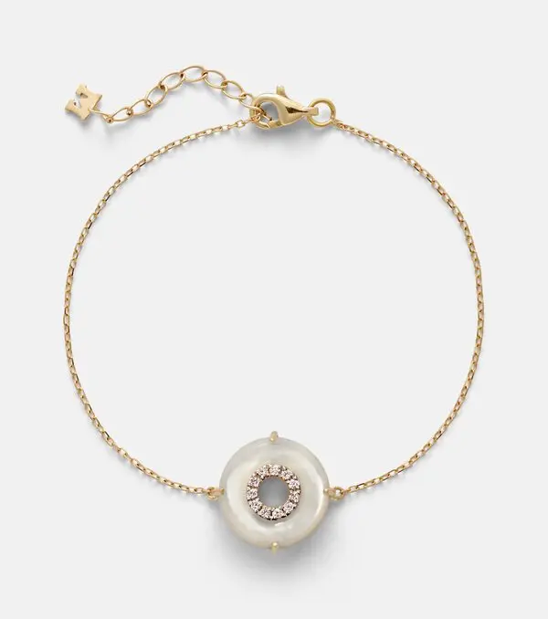 Mateo 14kt Yellow Bracelet With Diamonds And Pearls - Gold