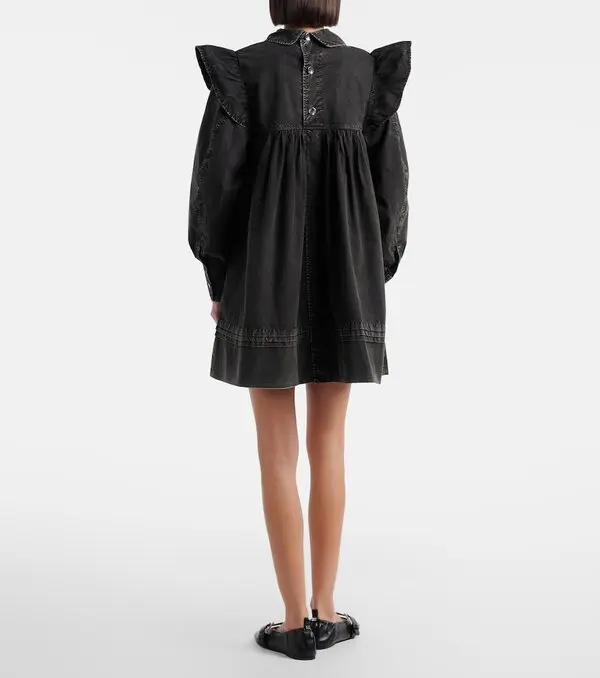 GANNI Ruffled Cotton Mini Dress