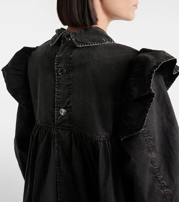 GANNI Ruffled Cotton Mini Dress