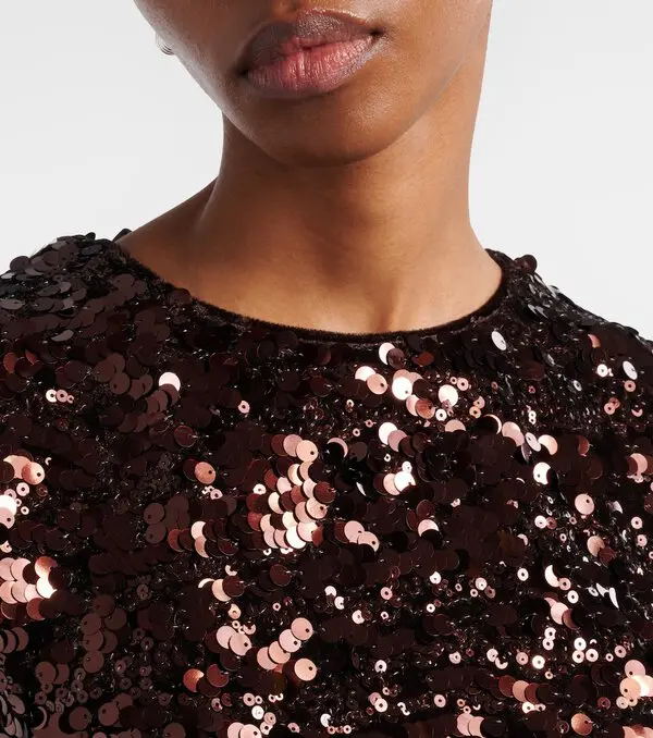 GANNI Bow-detail Sequined Open-back Top