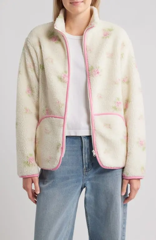 HAPPY CAMP3R Sienna Flower Fleece Jacket - Cream