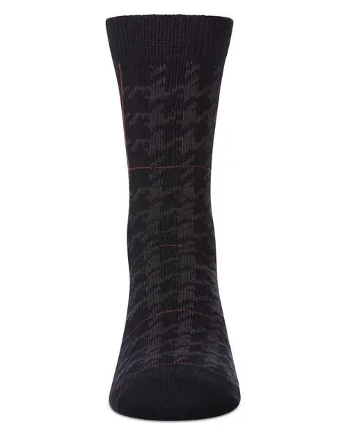 MEMOI Houndstooth Plaid Dress Socks