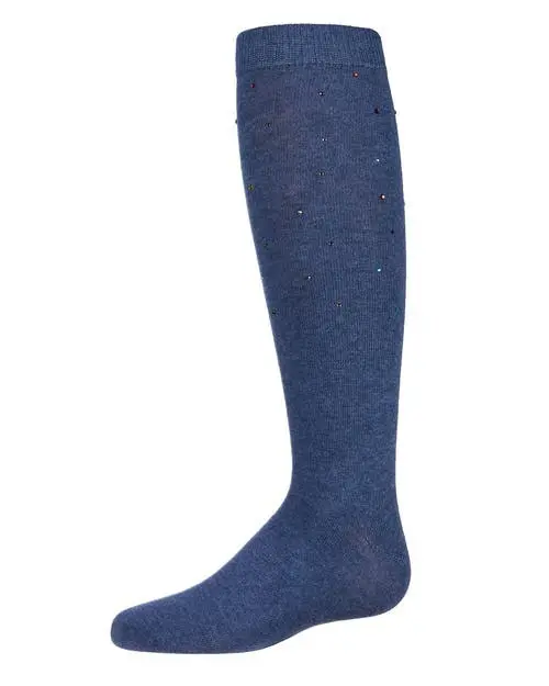 MEMOI Embellished Knee-high Socks - Denim