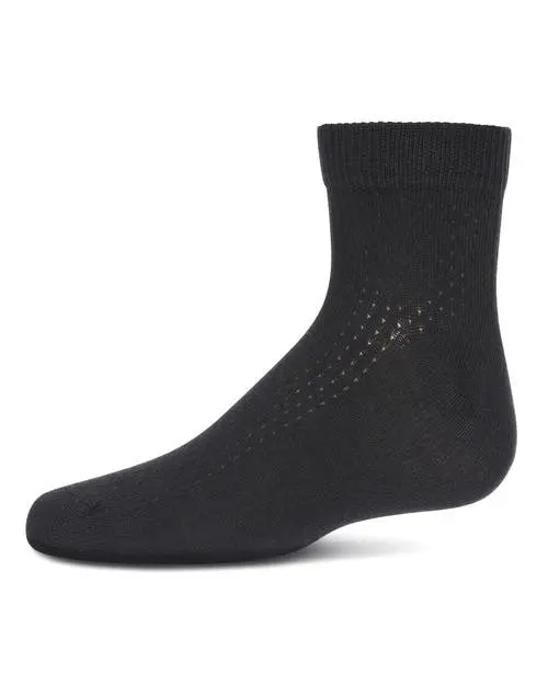 MEMOI Pointelle Dot Anklet Socks - Black