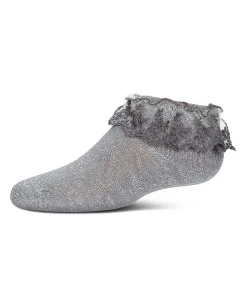 MEMOI Quarter Crew Ruffle Anklet Socks - Gray