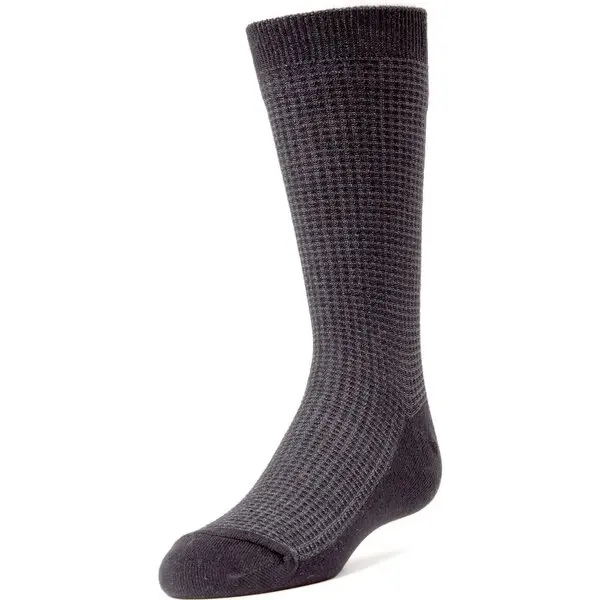 MEMOI Diamond Textured Crew Socks - Black