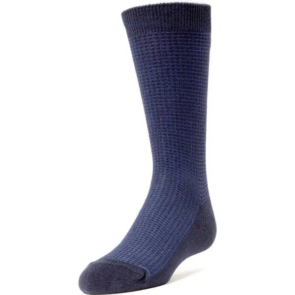 MEMOI Diamond Textured Crew Socks - Navy