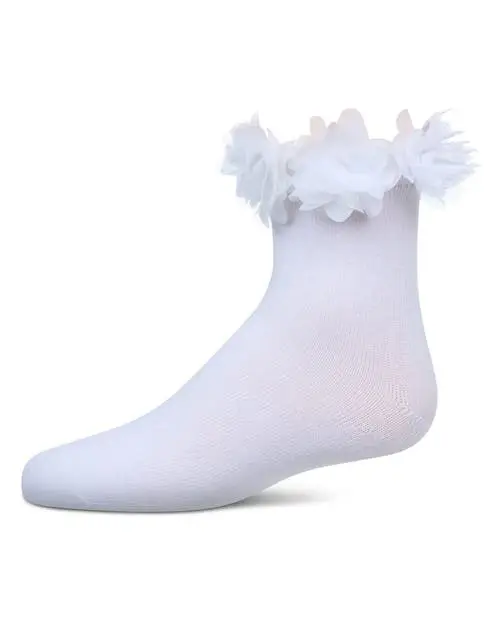 MEMOI Floral Halo Anklet Socks - White