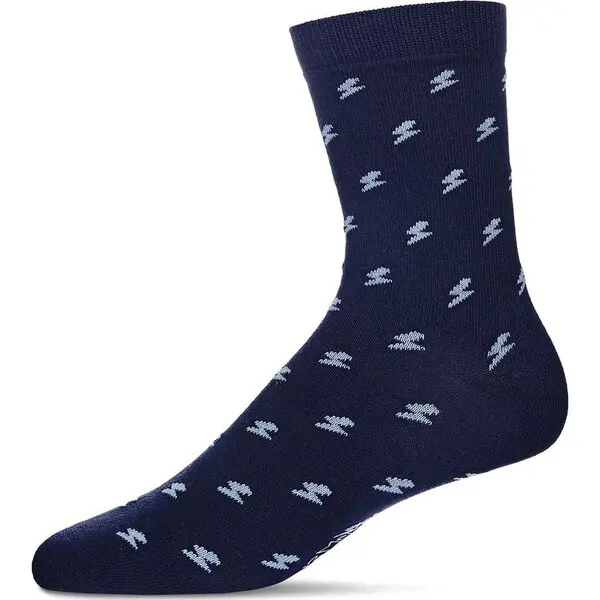 MEMOI Lightning Bolt Crew Socks - Navy