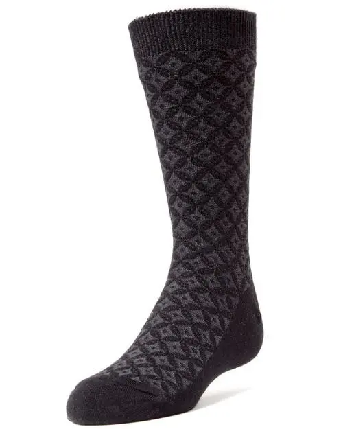 MEMOI Diamonds And Dots Crew Socks - Black